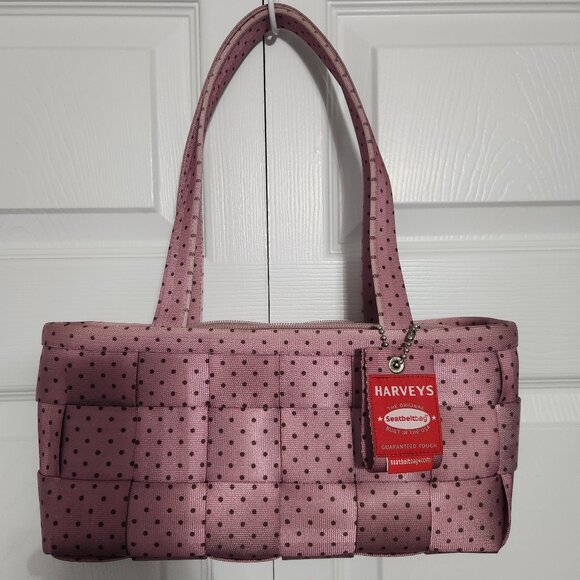 Harveys | Bags | Harveys Classic Pink Polka Dot Small Satchel | Poshmark